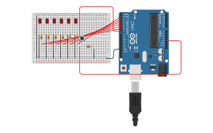 Circuit design automatic dice | Tinkercad