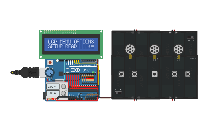 Circuit design LCD MENU = SETUP - Tinkercad
