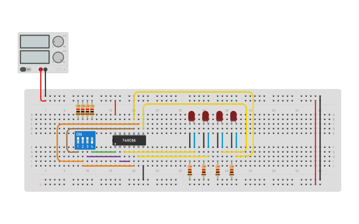 Circuit design Binary to Gray code - Tinkercad