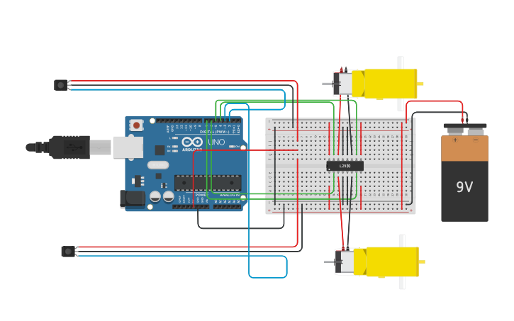 Circuit design Line Follower - Tinkercad