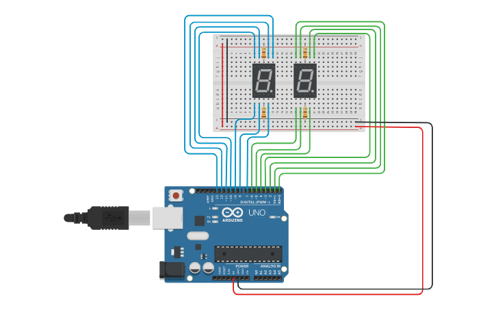 Circuit design Homework 7 Segments - Tinkercad
