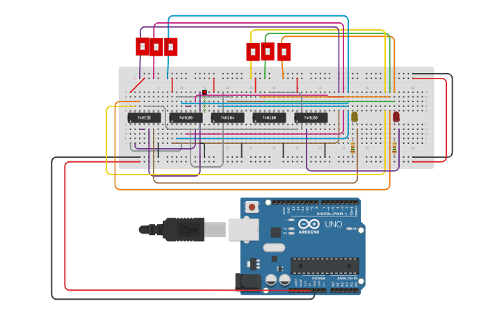 Circuit design Circuitos Lógicos Digitais - Brenda Rodrigues | Tinkercad