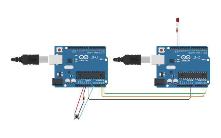 Circuit Design Interfacing Two Arduino Boards Using 12c Serial