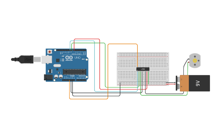 Circuit design DC motor using L293D - Tinkercad