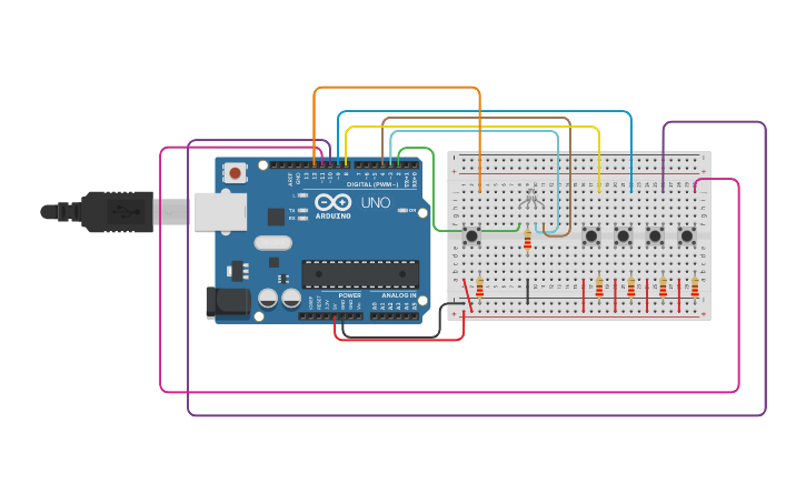 Circuit design LED RGB BOTÃO - Tinkercad