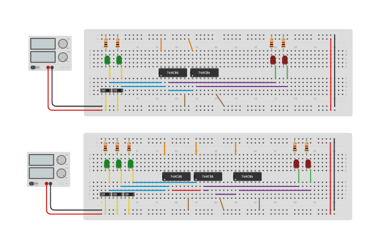 Circuit design Portas lógicas XOR e XNOR - Pablo - Tinkercad