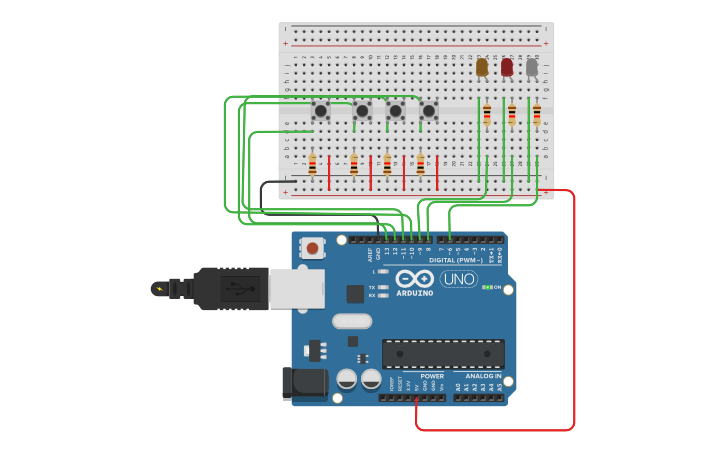 Circuit design 2bit comparator - Tinkercad