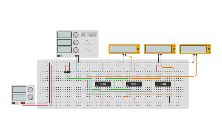 Circuit design MOD-5 UP Counter - Tinkercad