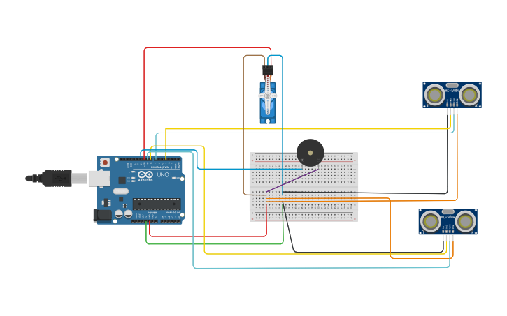 Circuit design smart dustbin - Tinkercad