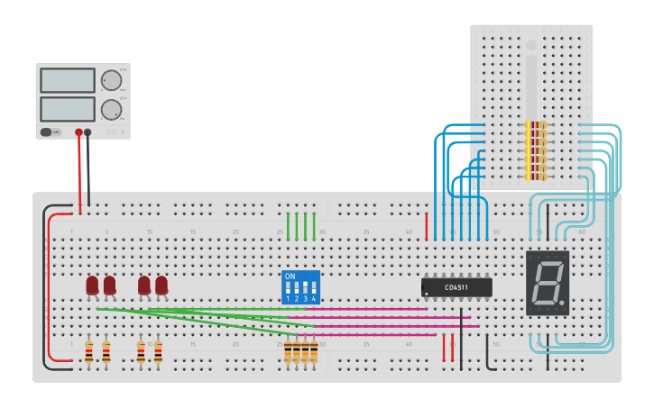 Circuit design 7-Segment Display (Common Cathode) - Tinkercad