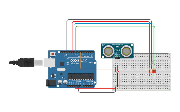Circuit design Modul4perc2-Sensor Ping | Tinkercad