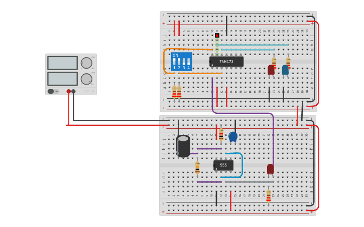 Circuit design Estado Toogle en el Flip flop J K - Tinkercad