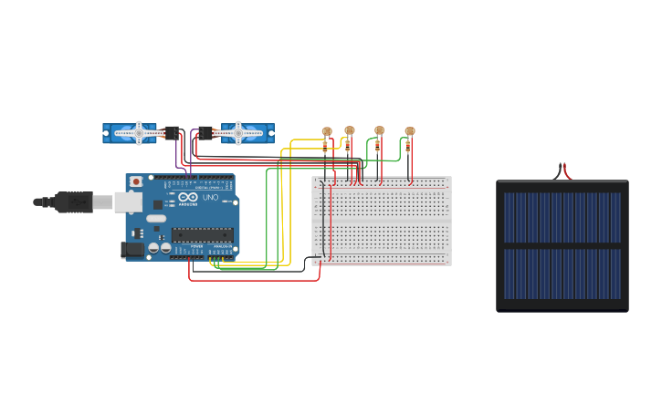 Circuit design Copy of Dual Axis Solar Trackor - Tinkercad