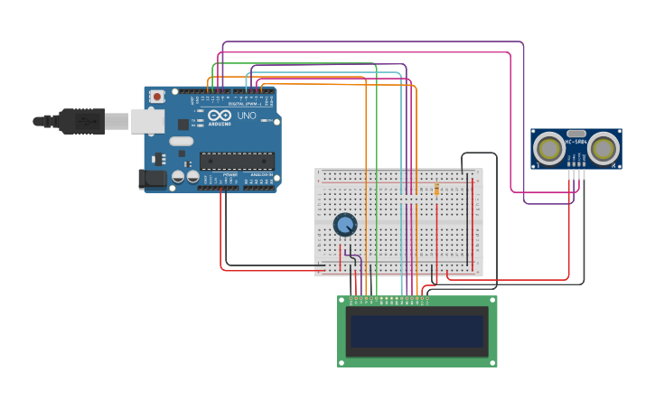 Circuit design Distance meter - Tinkercad