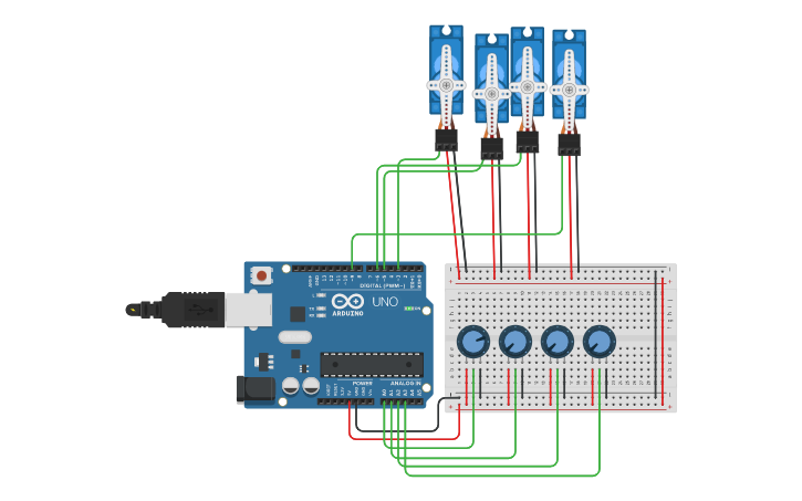 Circuit design Robotic Arm - Tinkercad