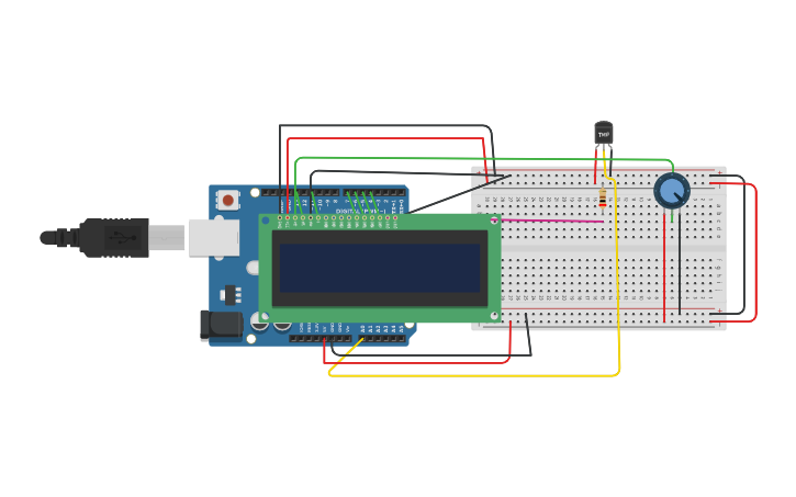 Circuit design Temperature measurement | Tinkercad