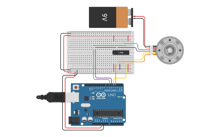 Circuit design Step Motor Anticlockwise - Tinkercad