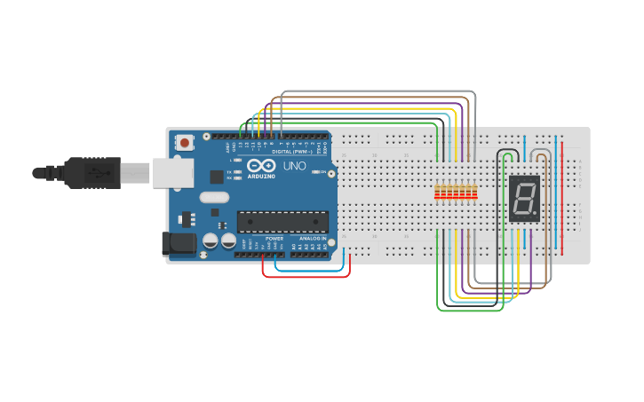 Circuit design Aula 21/07/2020 - Display de sete segmentos - Tinkercad