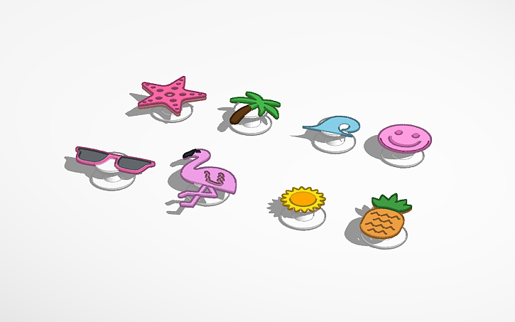 3D design summer crocs charms - Tinkercad