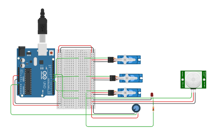 Circuit Design Arduino Servo Motor Pwm Led Pir Sensor Tinkercad 8153