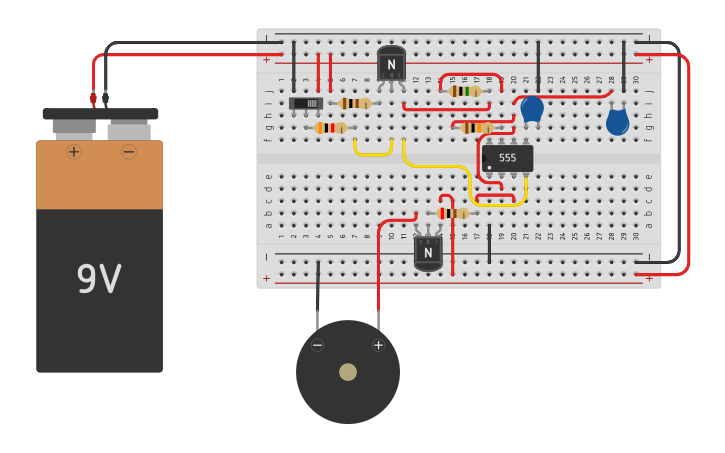 Circuit design Water detector - Tinkercad