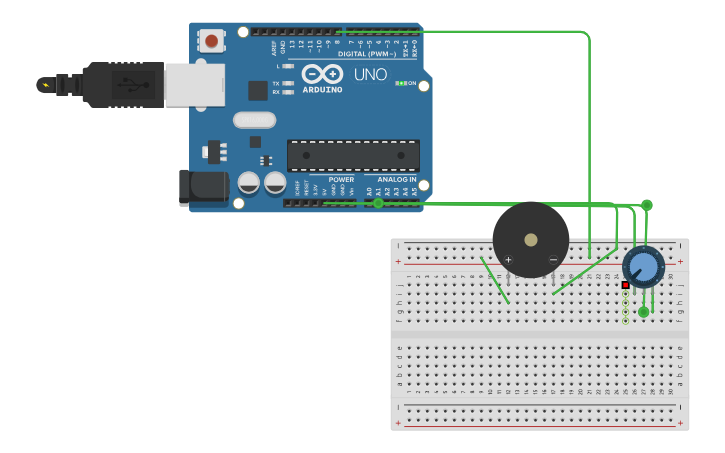 Circuit design buzzer 2 - Tinkercad