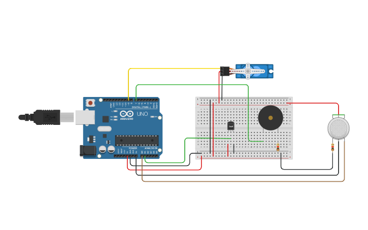 Circuit design 15. Fire alarm. | Tinkercad