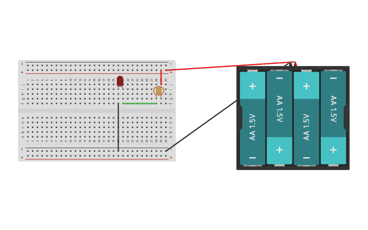 Circuit design Circuíto 1: LDR en serie cun LED | Tinkercad