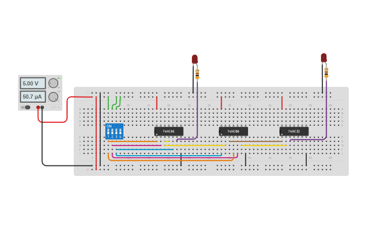 Circuit design Full adder using basic gates | Tinkercad