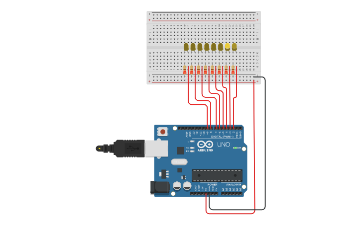 Circuit design Secuencia de LEDs | Tinkercad