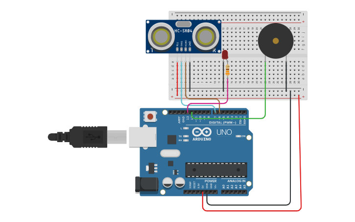 Circuit design Sensor De Ultrasonido---OvA | Tinkercad