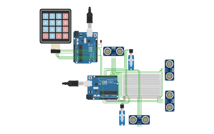 Circuit design Smart Parking System - Tinkercad