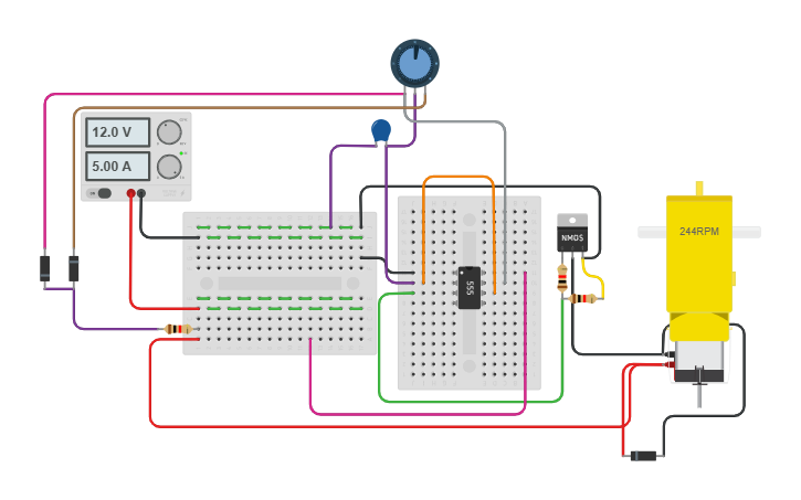 Circuit design 12v dc motor speed controller - Tinkercad
