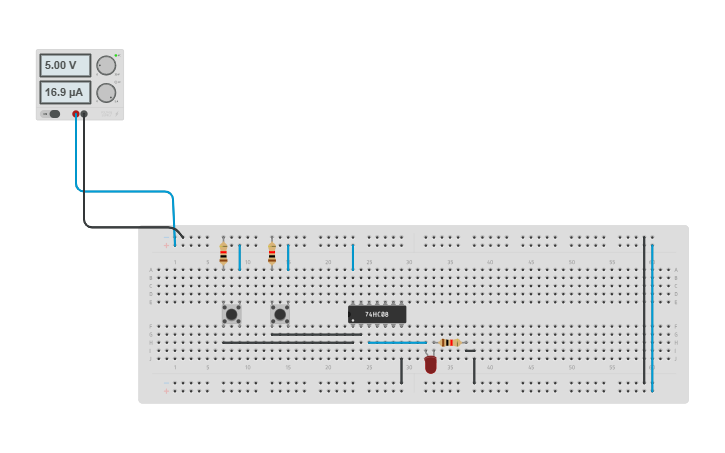 Circuit design porta logica AND | Tinkercad