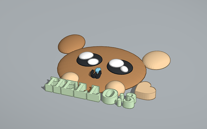 3D design cute bear with sideye - Tinkercad