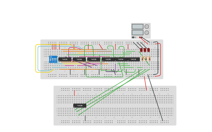 Circuit design 3-8 decoder - Tinkercad