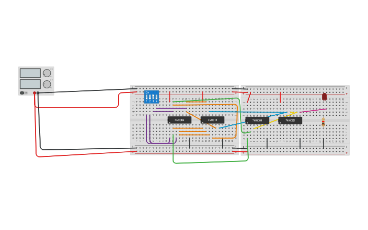 Circuit design 2 bit comparator - Tinkercad