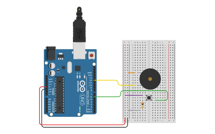 Circuit design Buzzer - Happy birthday - Tinkercad