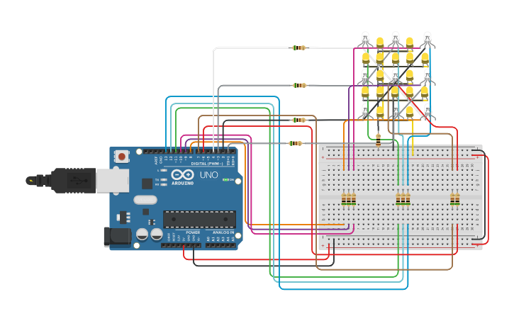 Circuit design LED Tic Tac Toe QSTP - Tinkercad