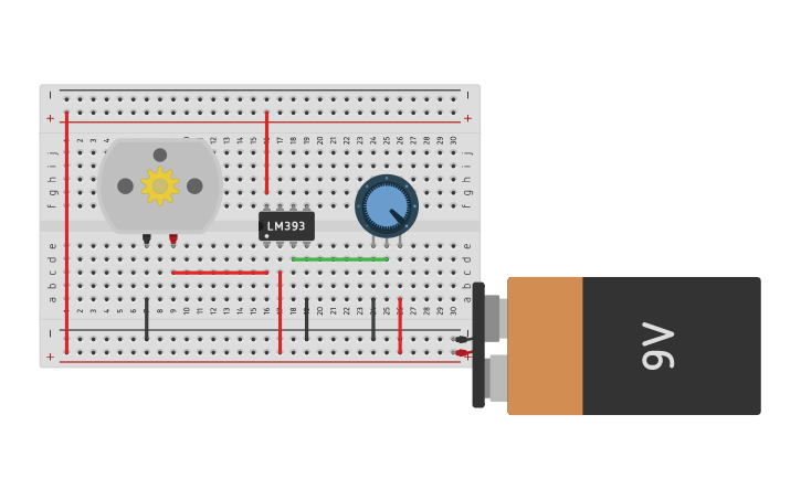 Circuit design Simple Circuit with DC motor and 393 - Tinkercad