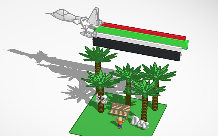 3D design UAE flag day - Tinkercad