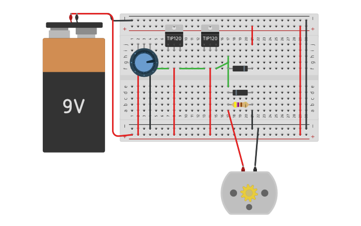 Circuit design DC motor - Tinkercad
