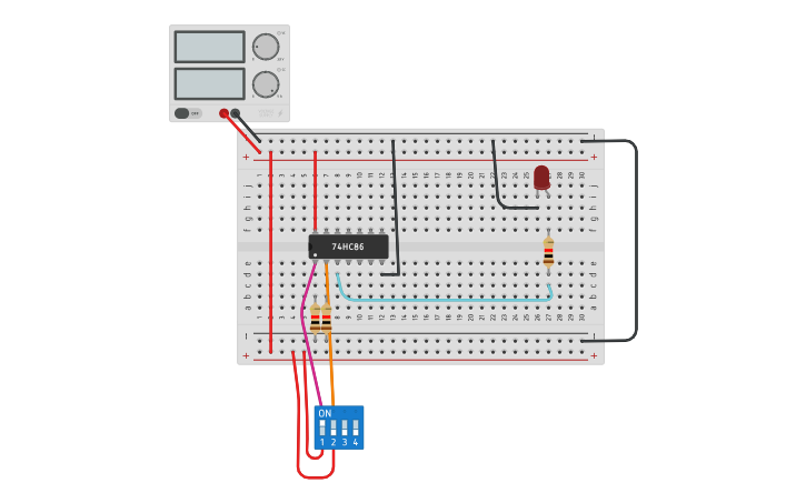 Circuit design Porta XOR - Tinkercad