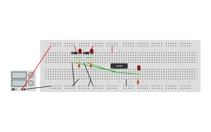 Circuit design PORTA NOR 7402 - Tinkercad