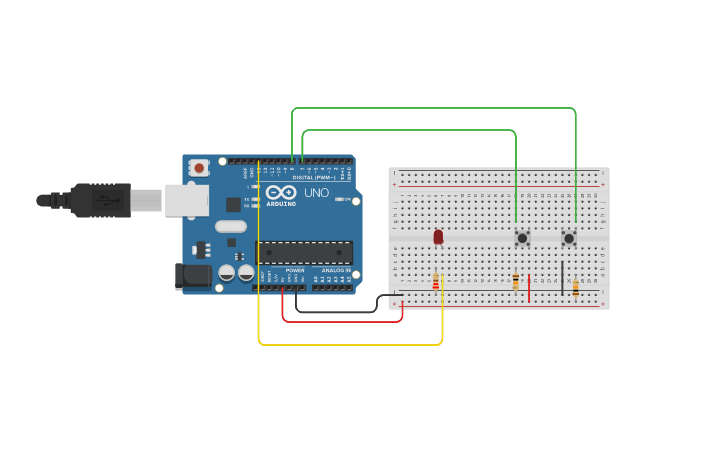 Circuit design Ripasso Pull-Up e Pull-Down | Tinkercad