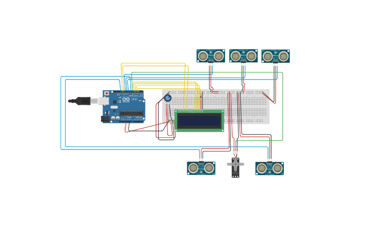 Circuit design Group_2_SMART CAR PARKING SYSTEM USING ARDUINO - Tinkercad