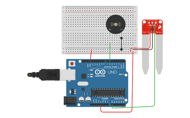 Circuit design Moisture sensor - Tinkercad