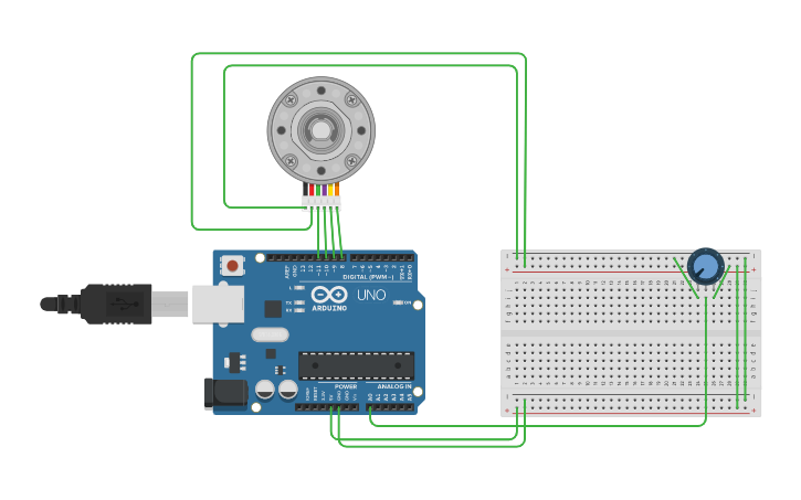 Circuit design stepper motor - Tinkercad