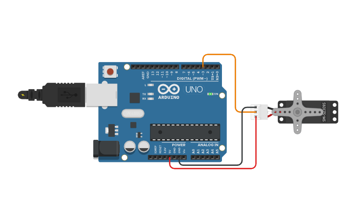 Circuit design informatica servo motor - Tinkercad