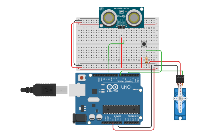Circuit design Smart DustBin - Tinkercad
